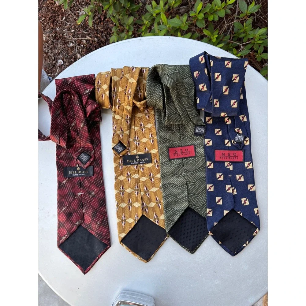 bill blass | Accessories | Bill Blass Silk Tie Lot 4pc Neo Black Label ...